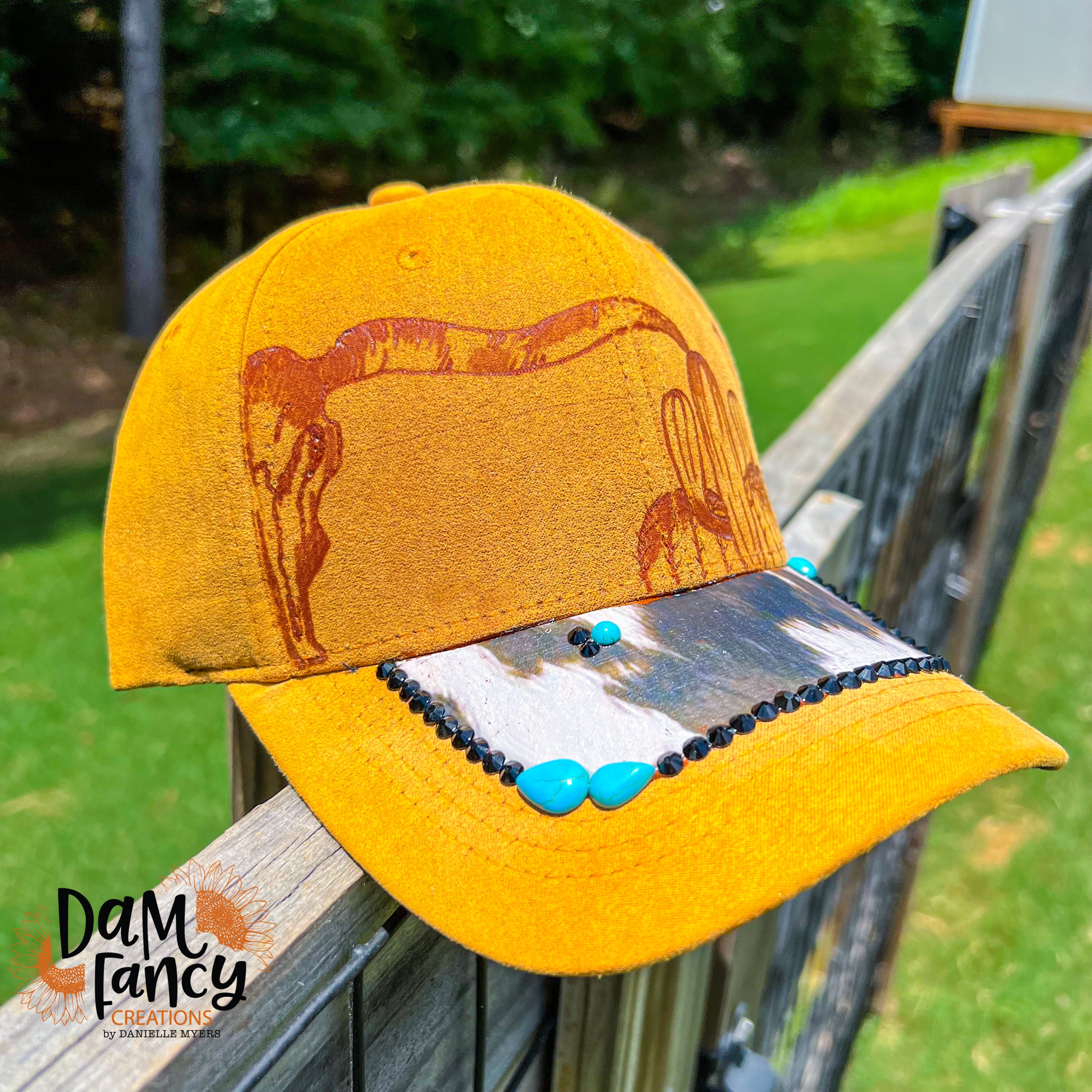 Mustard Longhorn and Cacti Ball Cap – DAM Fancy Creations